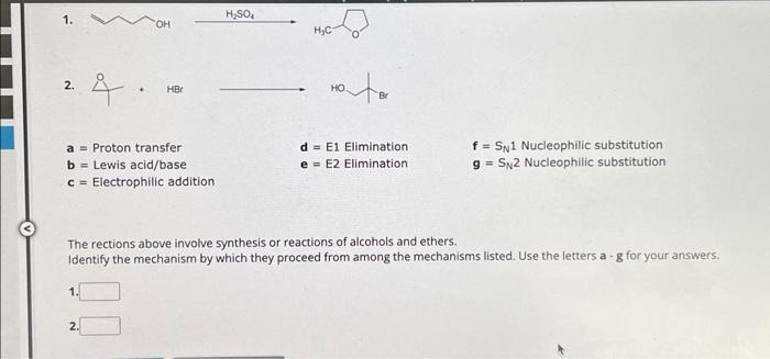 Solved 1. 2. a= Proton transfer b= Lewis acid/base c= | Chegg.com
