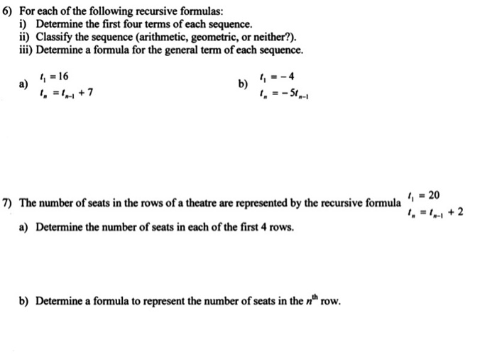 Solved 6) For each of the following recursive formulas: i) | Chegg.com