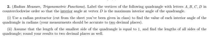 2. (Radian Measure, Trigonometric Functions). Label | Chegg.com