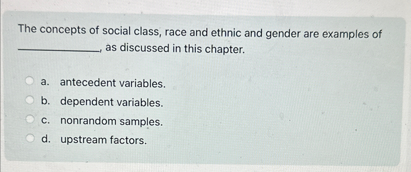 Solved The concepts of social class, race and ethnic and | Chegg.com