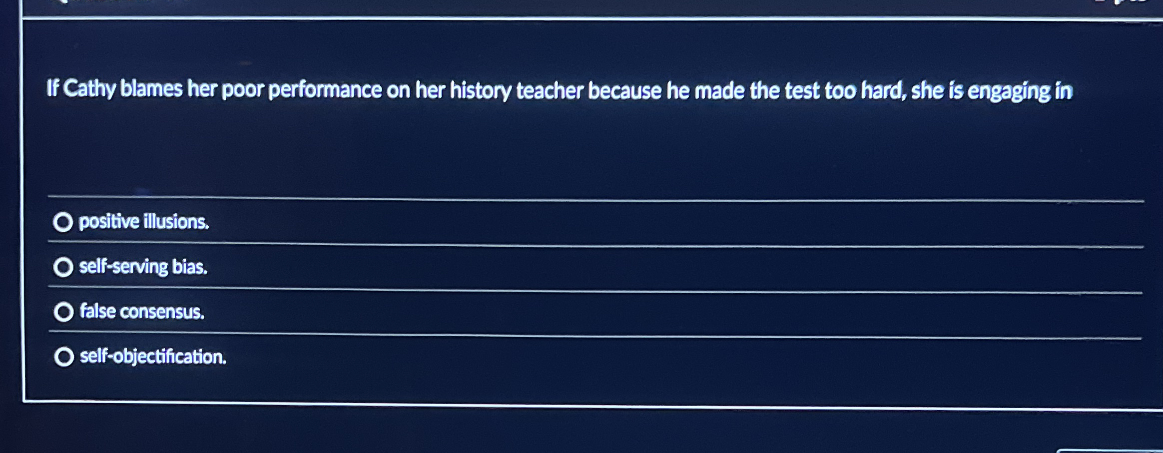 Solved If Cathy blames her poor performance on her history | Chegg.com