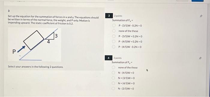 Solved Set up the equation for the summation of forces in x | Chegg.com