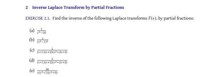 Solved 2 Inverse Laplace Transform by Partial Fractions | Chegg.com