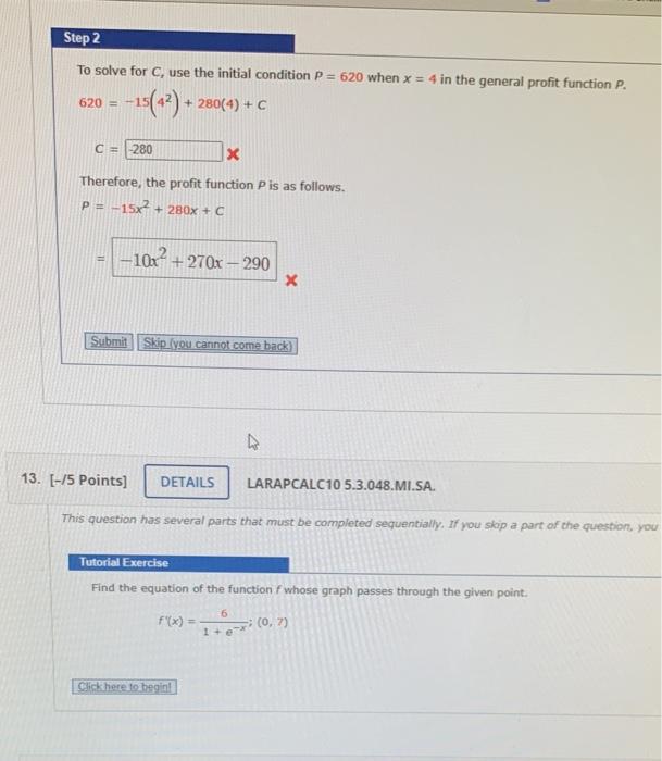Solved Step 2 To solve for C, use the initial condition P = | Chegg.com
