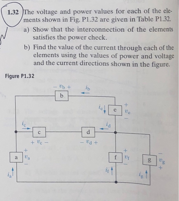 Solved 1.32 The voltage and power values for each of the | Chegg.com