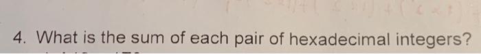 Solved 4. What is the sum of each pair of hexadecimal | Chegg.com