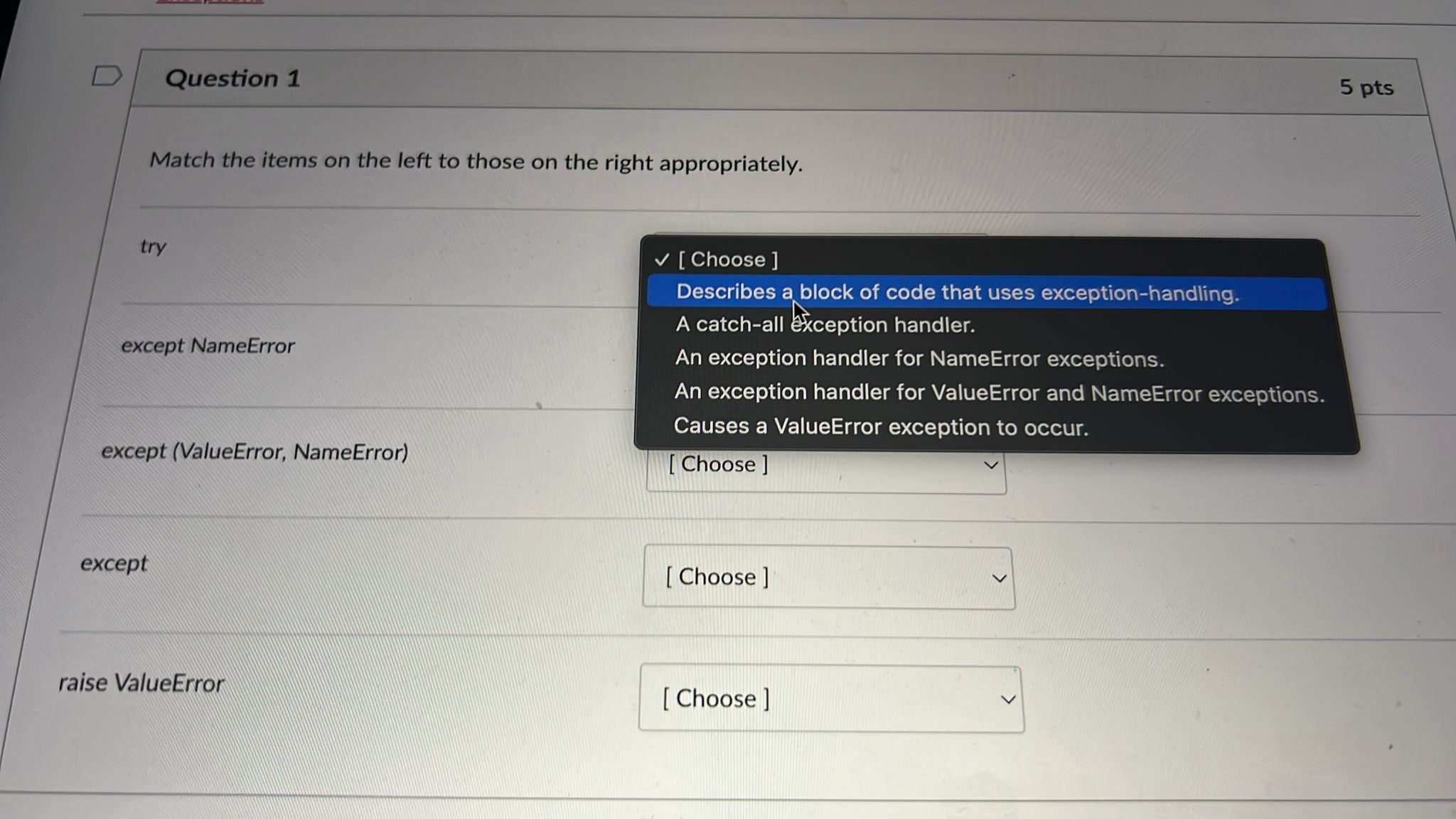Solved Question 1Match the items on the left to those on the | Chegg.com