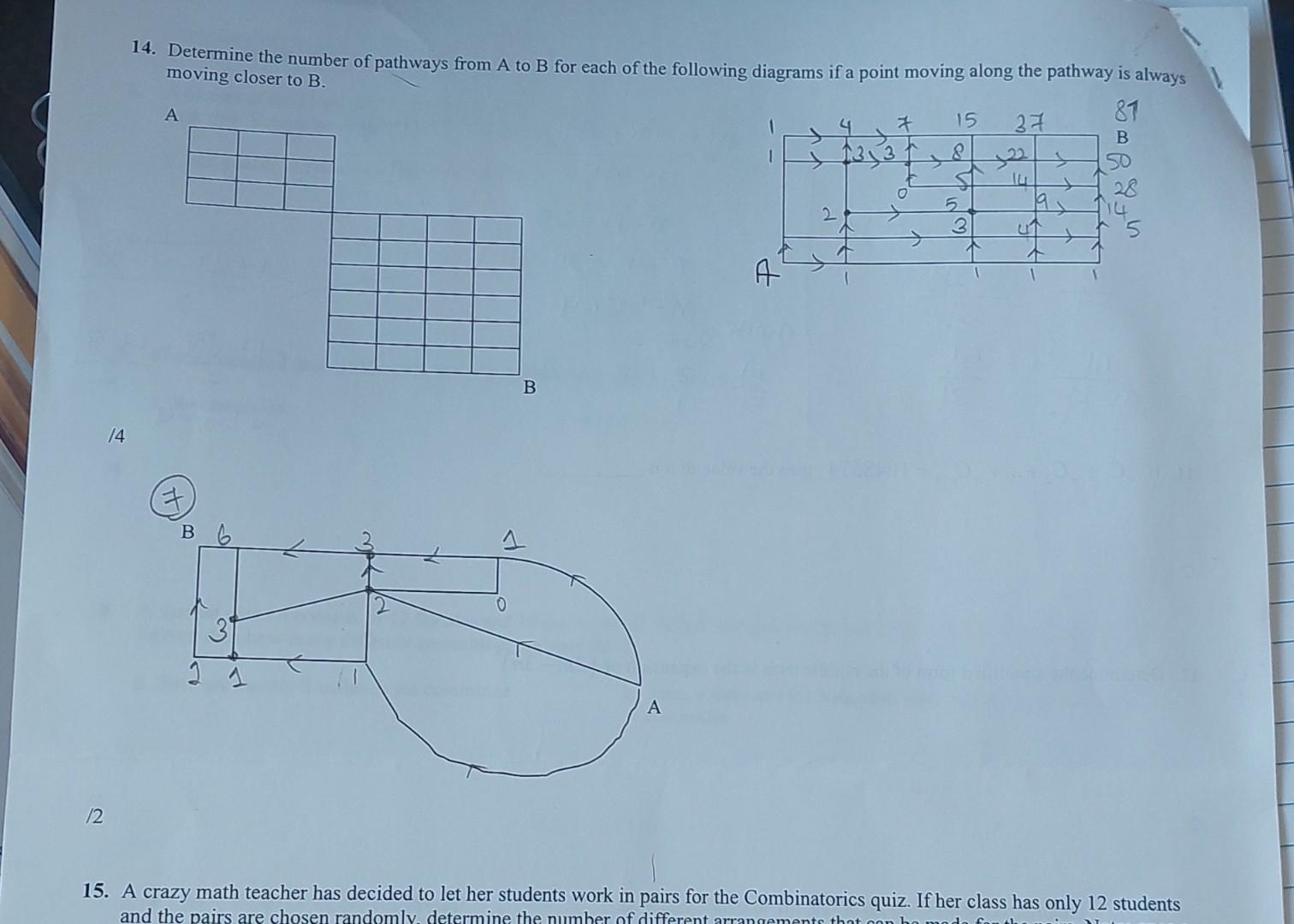 14. Determine the number of pathways from A to B for | Chegg.com