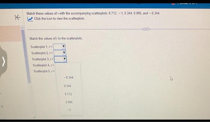 Solved Match these values of r with the accompanying | Chegg.com