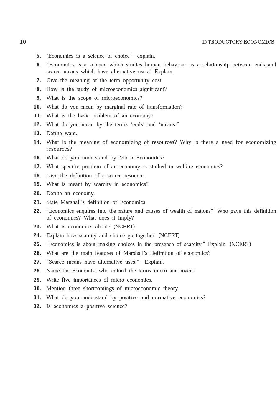 Solved 10 INTRODUCTORY ECONOMICS 5. 'Economics is a science | Chegg.com