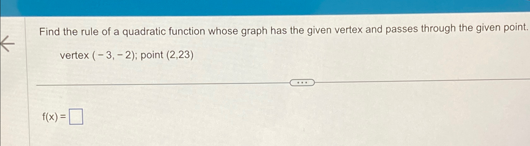 Solved Find the rule of a quadratic function whose graph has | Chegg.com