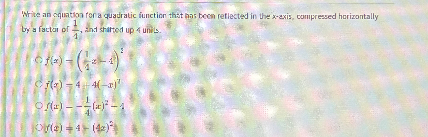 Solved Write an equation for a quadratic function that has | Chegg.com