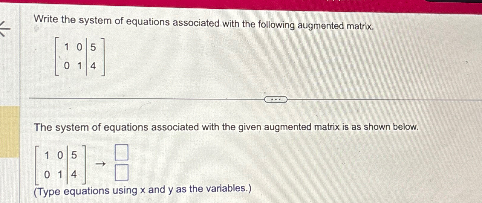 Solved Write The System Of Equations Associated With The