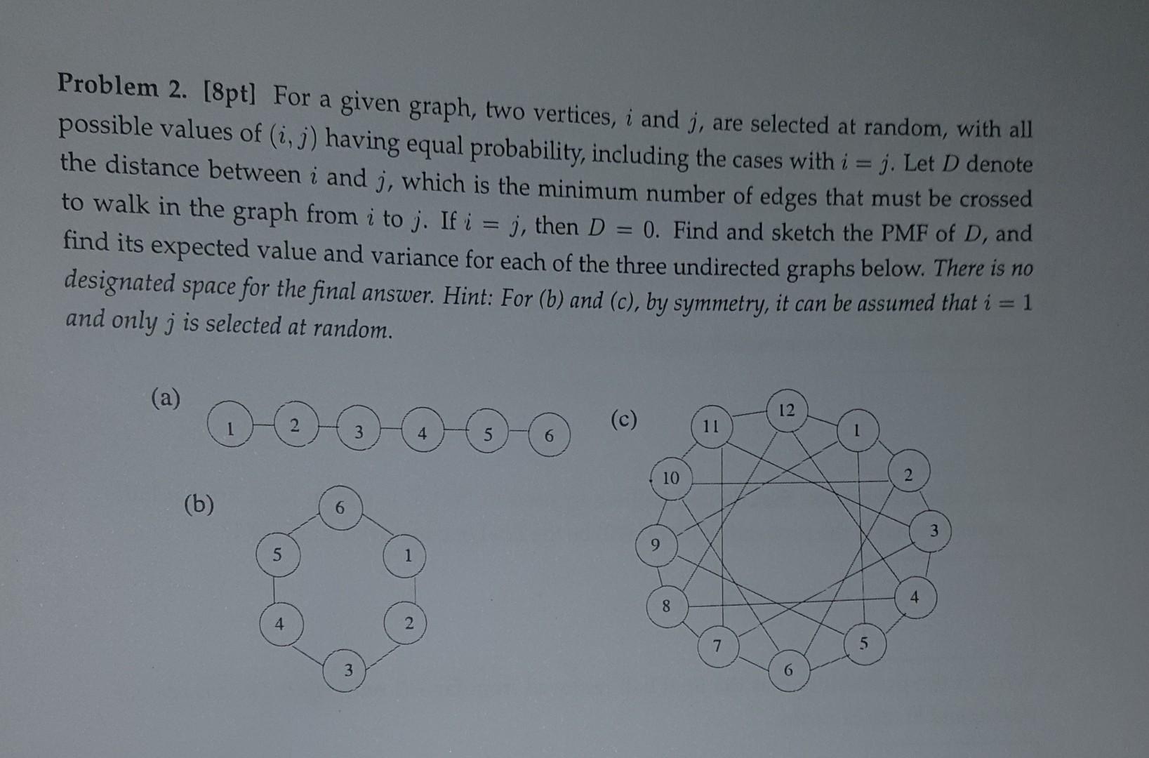 Solved Problem 2. [8pt] For a given graph, two vertices, i | Chegg.com