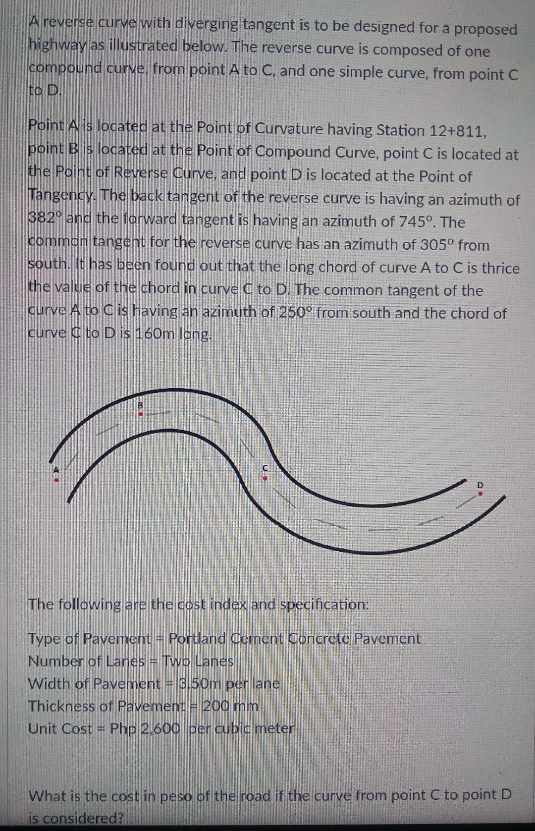 Solved A reverse curve With diverging tangent is to be | Chegg.com