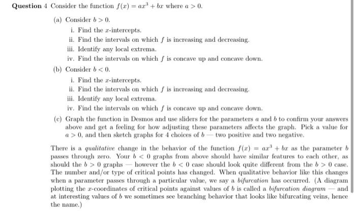 4 Consider the function f(x)=ax3+bx where a>0. (a) | Chegg.com