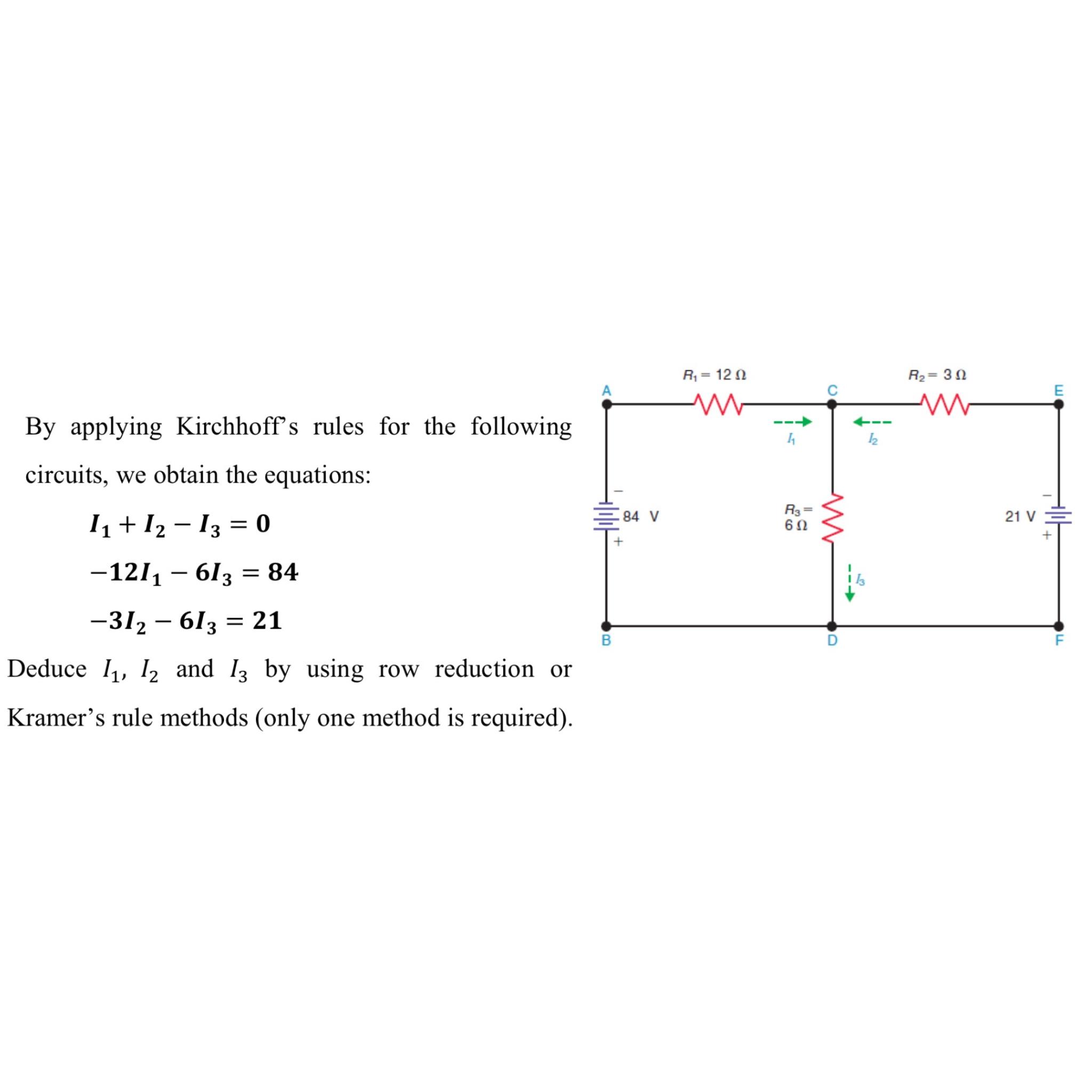 Solved By applying Kirchhoff's rules for the following | Chegg.com
