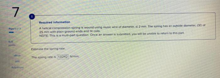 Solved Required information A helical compression spring is | Chegg.com