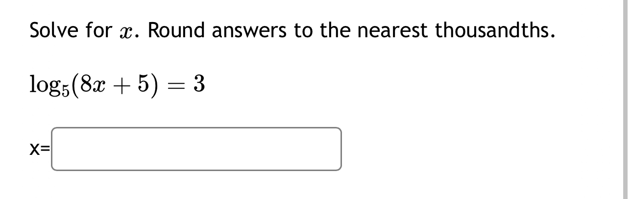 Solved Solve for x. ﻿Round answers to the nearest | Chegg.com