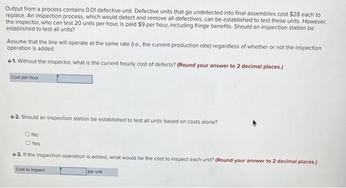 Solved Output from a process contains 0.01 defective unit. | Chegg.com