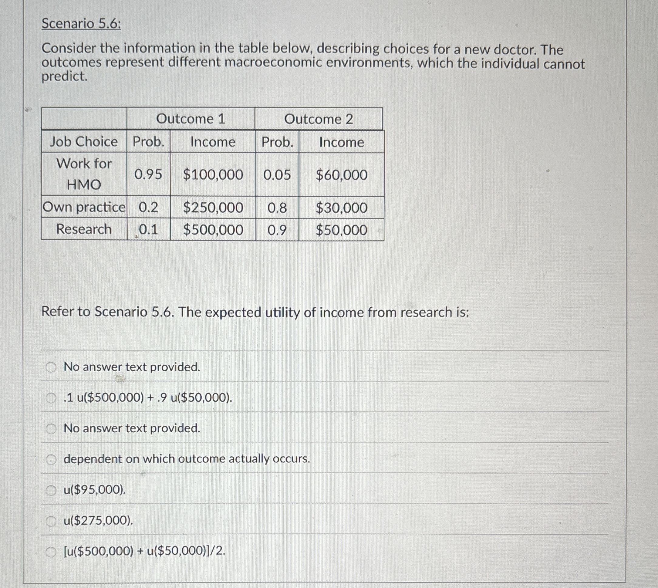 Scenario 5.6:Consider the information in the table | Chegg.com Scenario 5.6:Consider the information in the table | Chegg.com