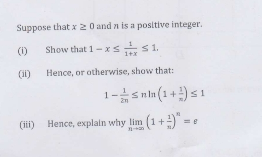 Solved Suppose that x≥0 ﻿and n ﻿is a positive integer.(i) | Chegg.com