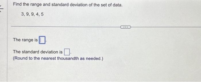 Solved Find the range and standard deviation of the set of | Chegg.com