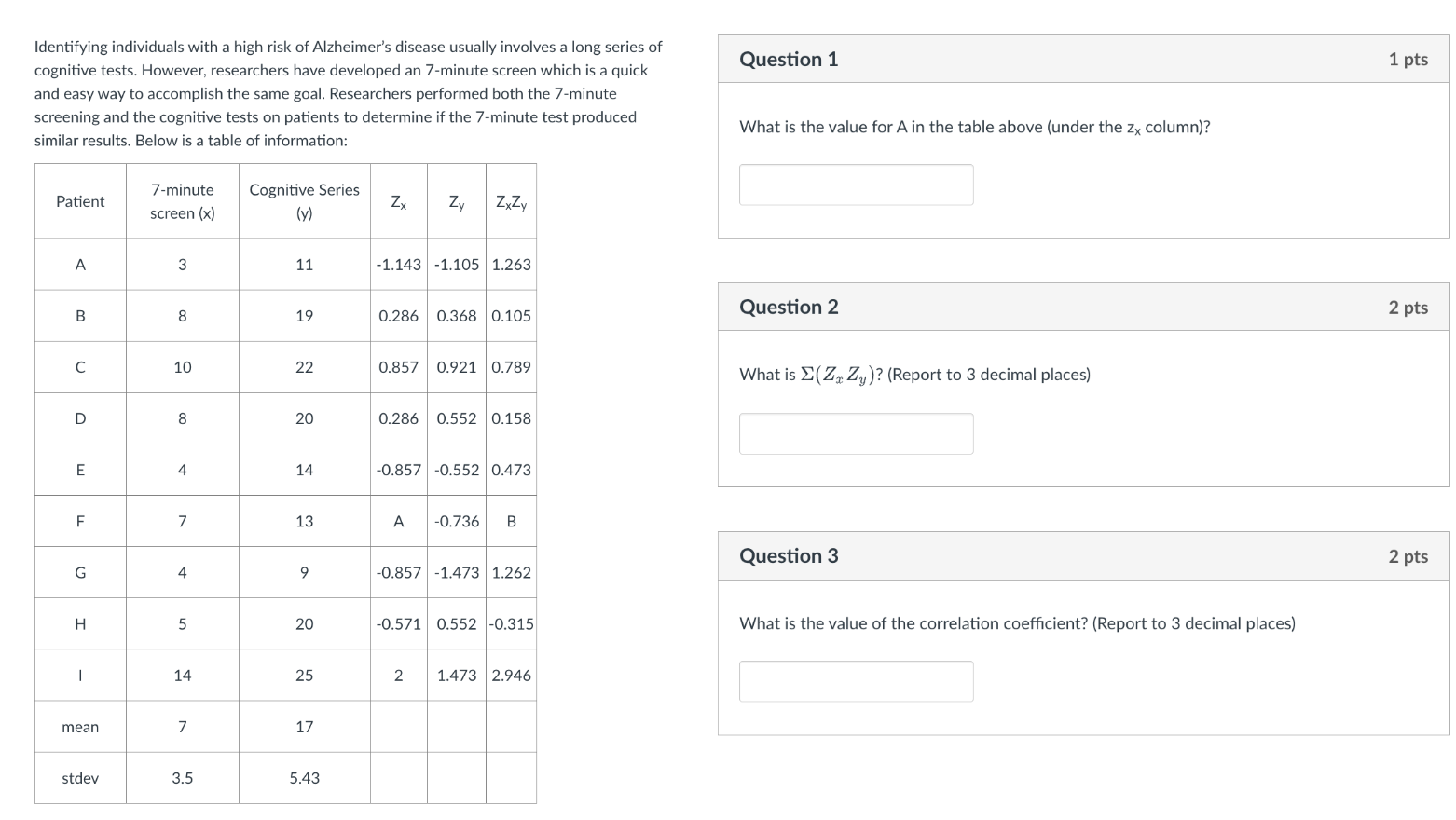 Solved Question 1What is the value for A ﻿in the table above | Chegg.com