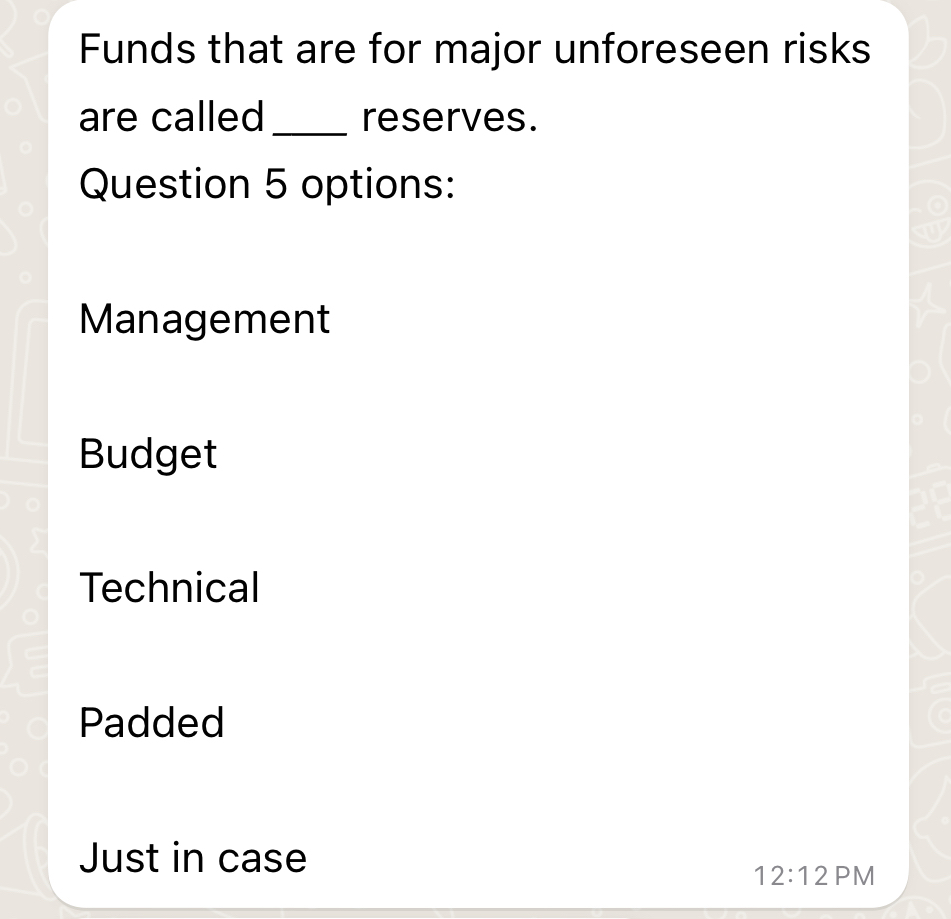 Solved Funds that are for major unforeseen risks are called | Chegg.com