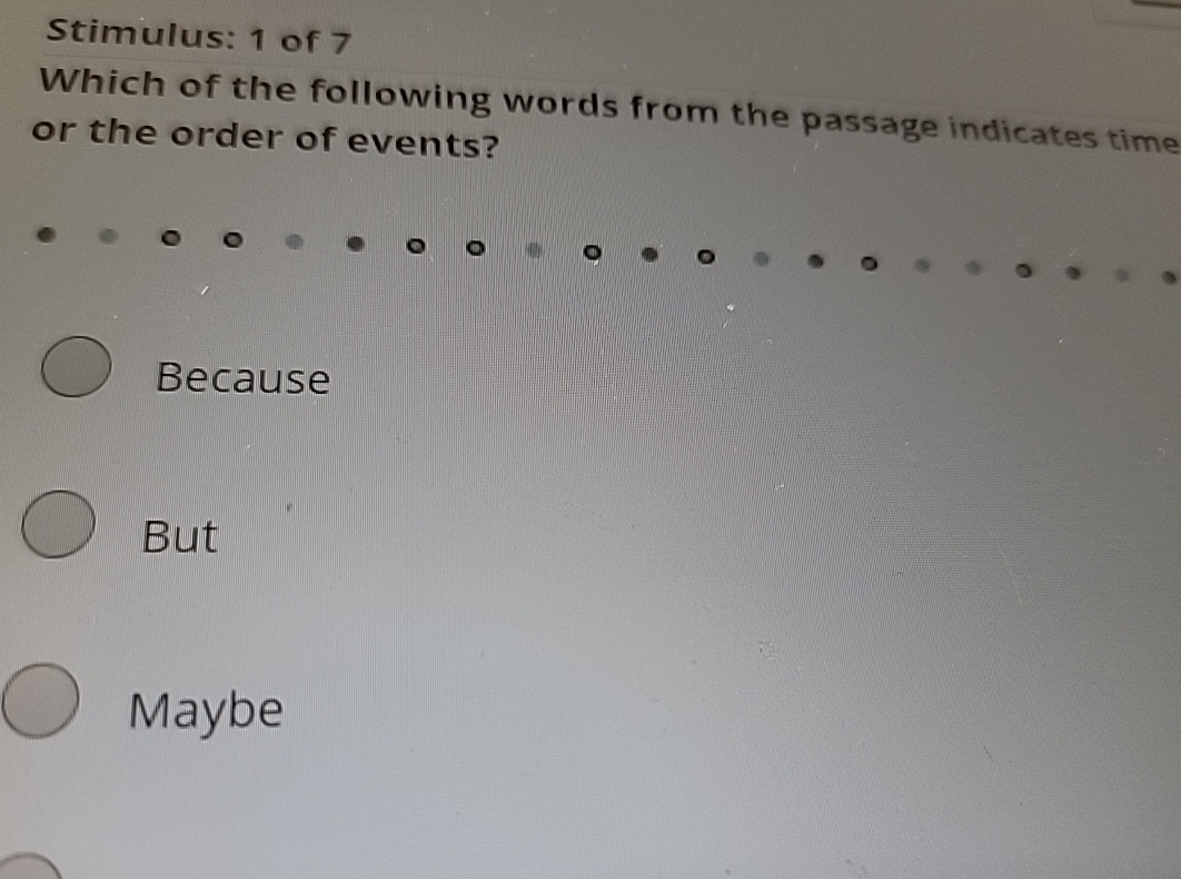 Solved Stimulus: 1 ﻿of 7Which of the following words from | Chegg.com