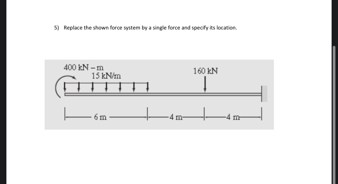 Solved Replace the shown force system by a single force and | Chegg.com