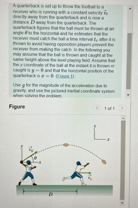 Solved A quarterback is set up to throw the football to a | Chegg.com