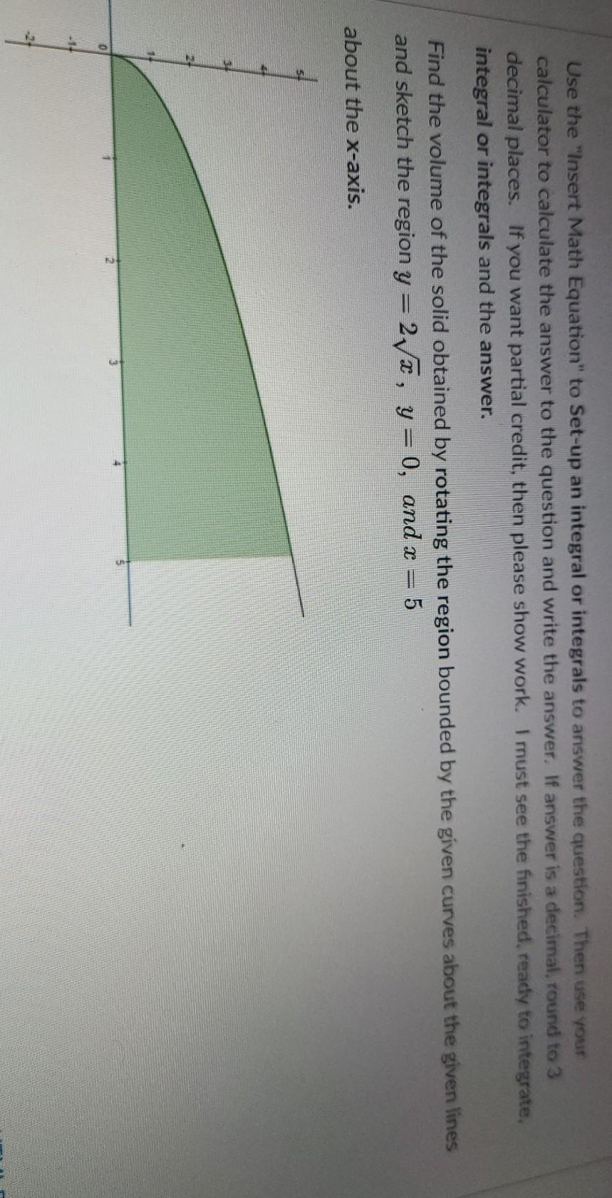 Solved Use the "Insert Math Equations to Set-up an integral | Chegg.com