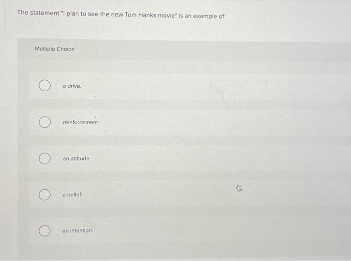 Solved The statement "I plan to see the new Tom Hanks movie" | Chegg.com