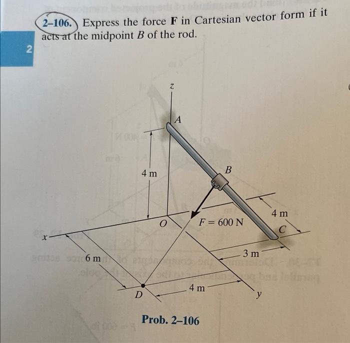 Solved 2-106. Express the force F in Cartesian vector form | Chegg.com