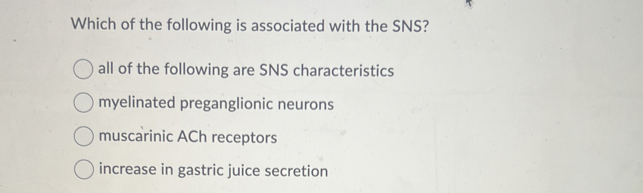 Solved Which of the following is associated with the SNS?all | Chegg.com
