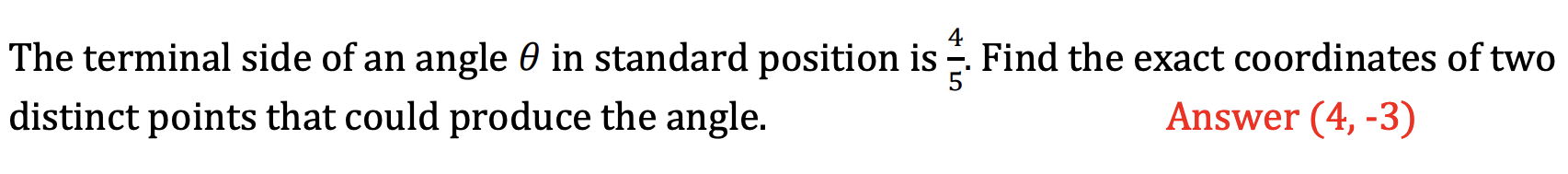 Solved The terminal side of an angle θ ﻿in standard position | Chegg.com