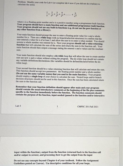 Solved Problem: Modify your code for Lab 4 for complete lab | Chegg.com