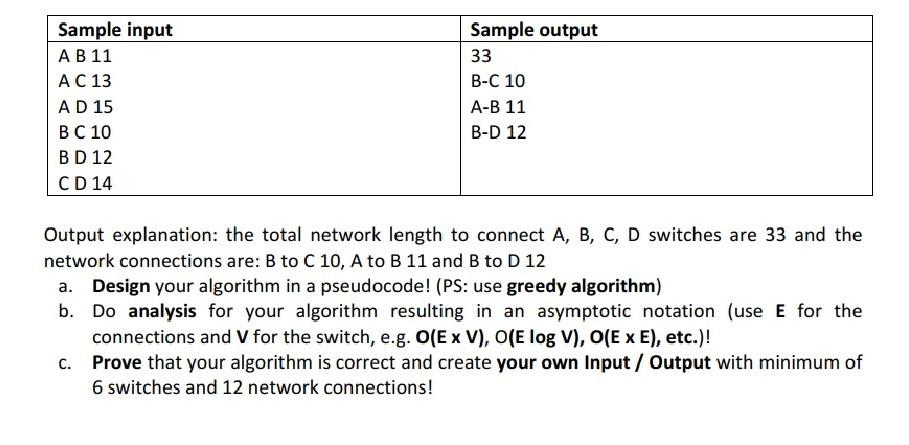 Solved From a list of network switches within a company and | Chegg.com