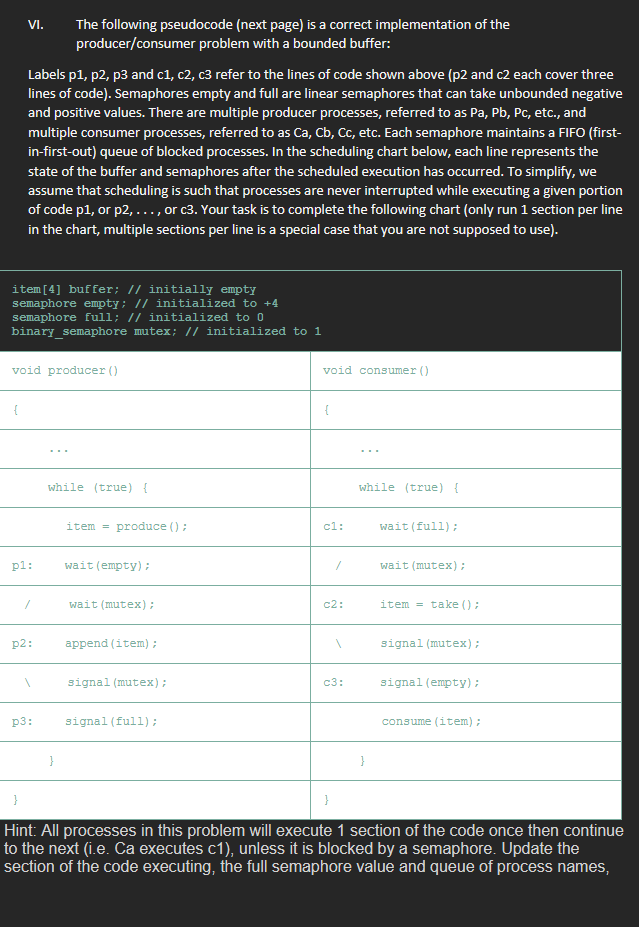Solved VI. ﻿The following pseudocode (next page) ﻿is a | Chegg.com