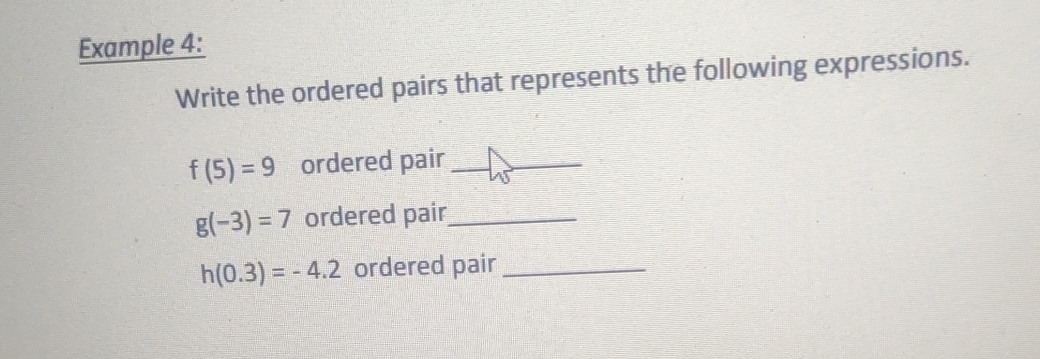 Example 4:Write the ordered pairs that represents the | Chegg.com