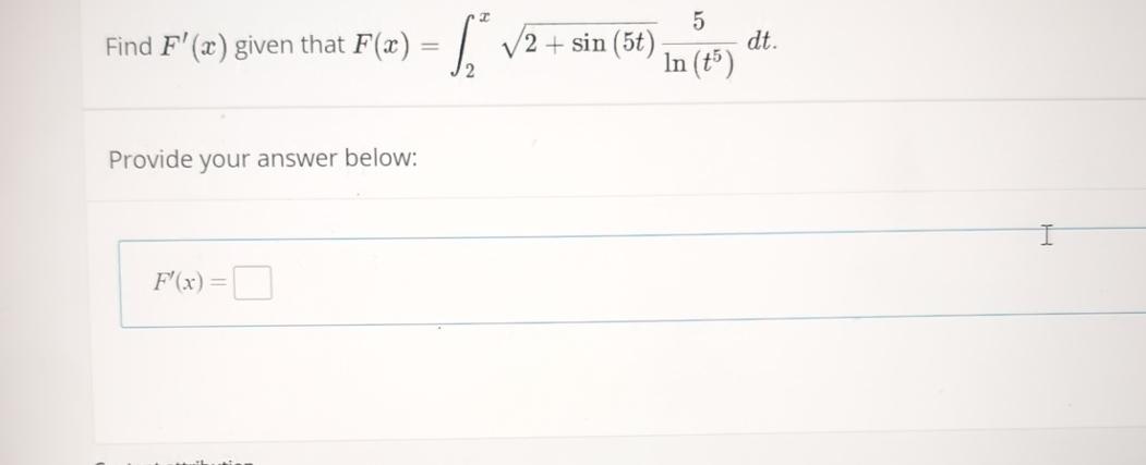 Solved Find F'(x) ﻿given that | Chegg.com