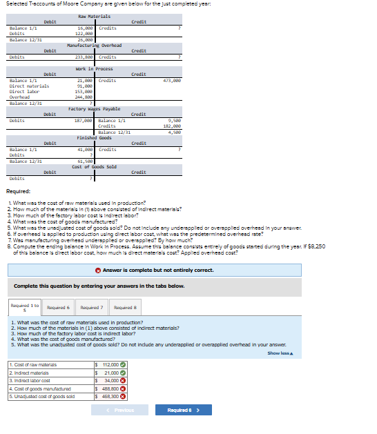Solved Selected T-accounts of Moore Company are given below | Chegg.com