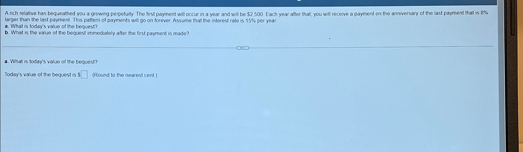 Solved larger than the last payment. This pattern of | Chegg.com