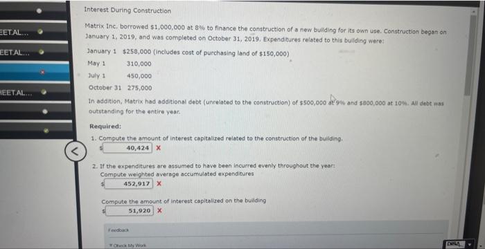 Solved Matrix Inc, borrowed $1,000,000 at 8% to finance the | Chegg.com