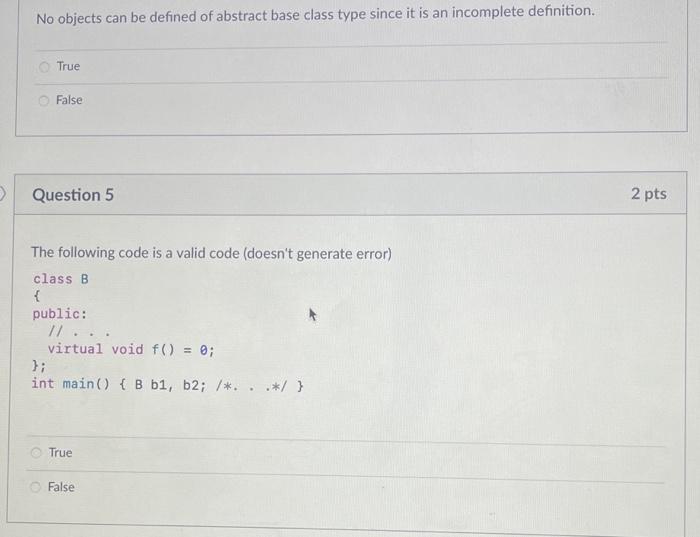 Solved A virtual function starts with the keyword virt | Chegg.com