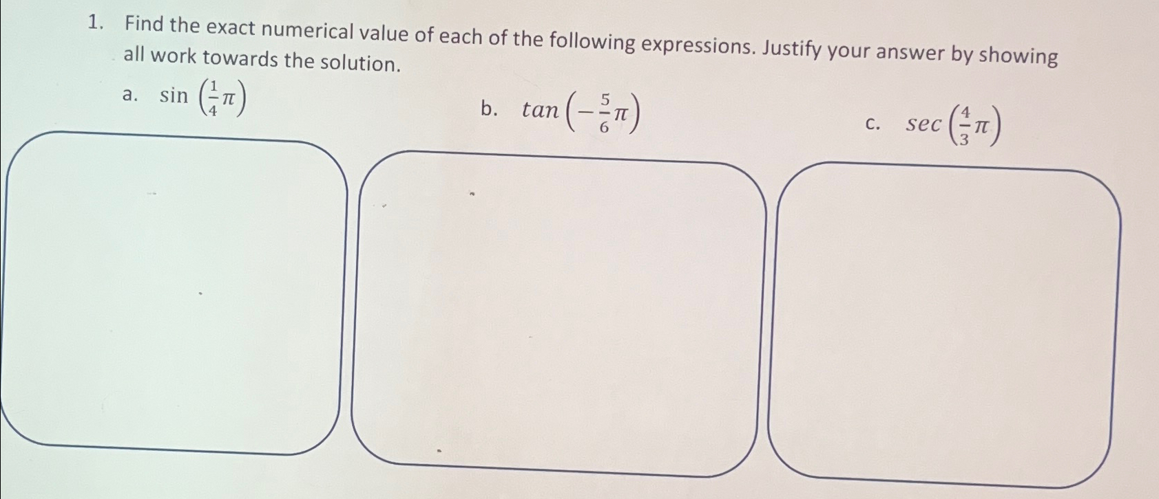 Solved Find the exact numerical value of each of the | Chegg.com