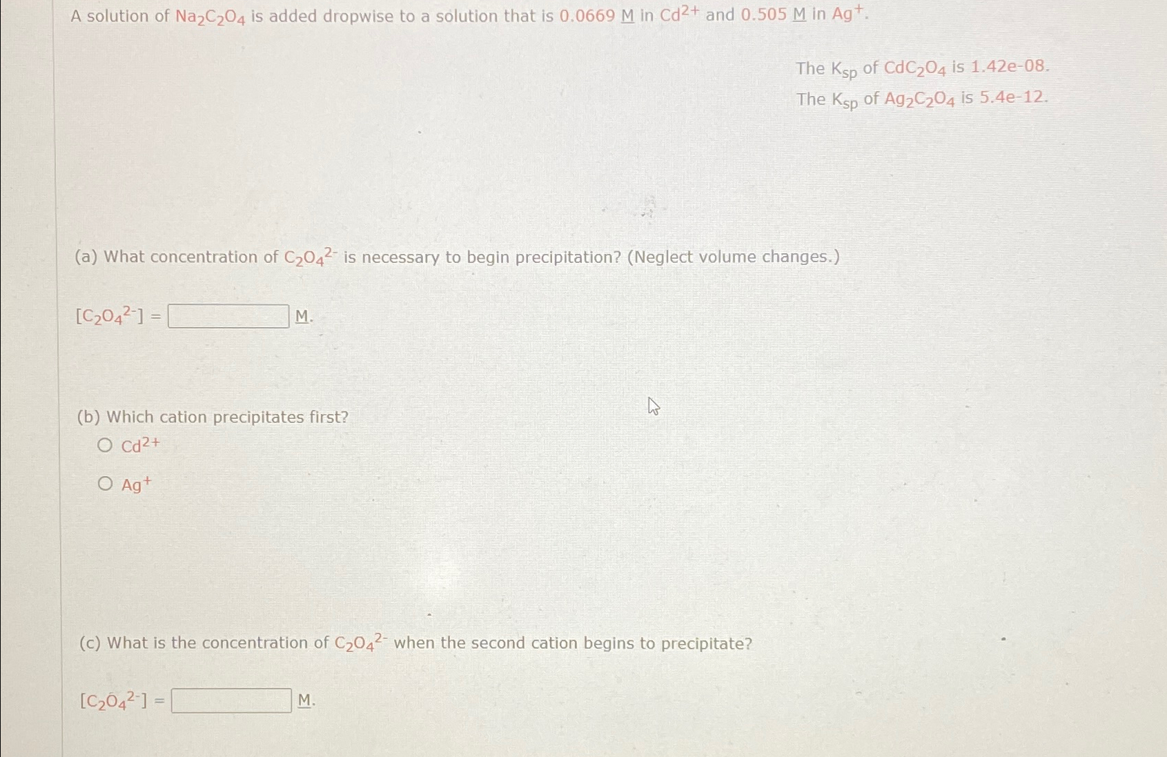 Solved A solution of Na2C2O4 ﻿is added dropwise to a | Chegg.com
