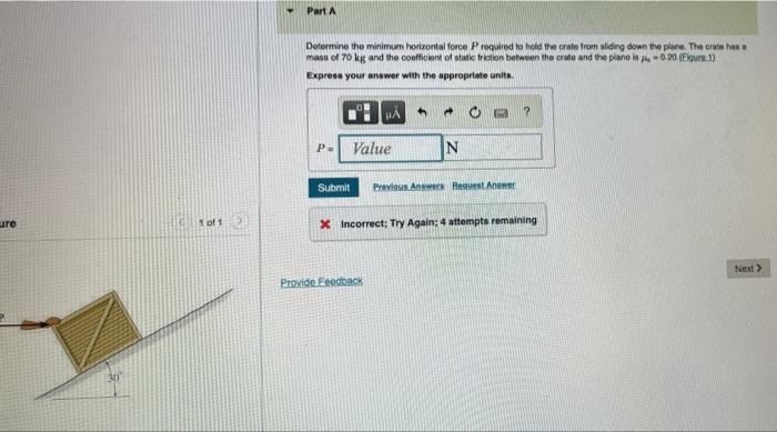 Solved Part A Determine The Minimum Horizontal Force P