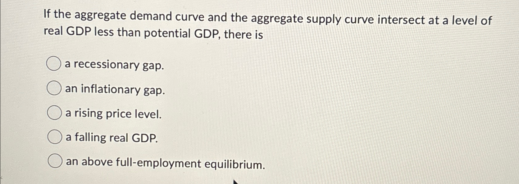 Solved If the aggregate demand curve and the aggregate | Chegg.com